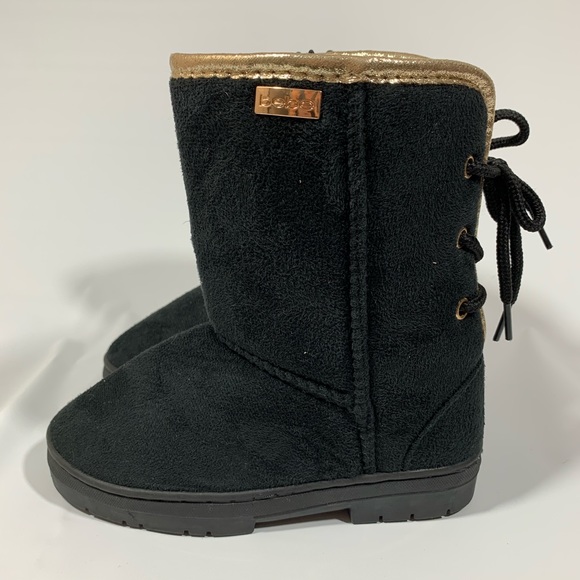 bebe | Shoes | New Girls Bebe Black Suede Tie Back Winter Boots | Poshmark
